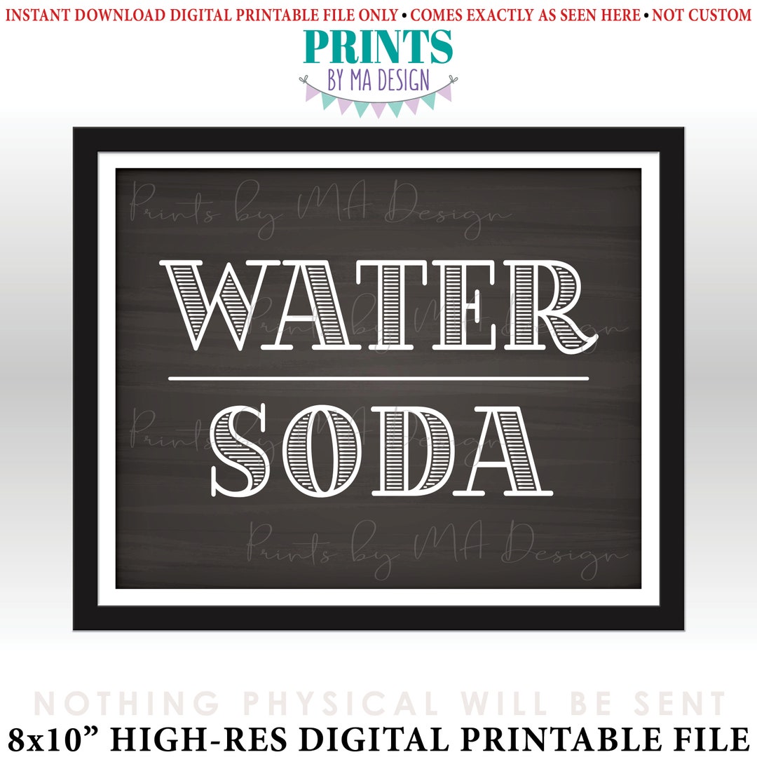 Water & Soda Sign, Please Help Yourself to the Beverage Station ...