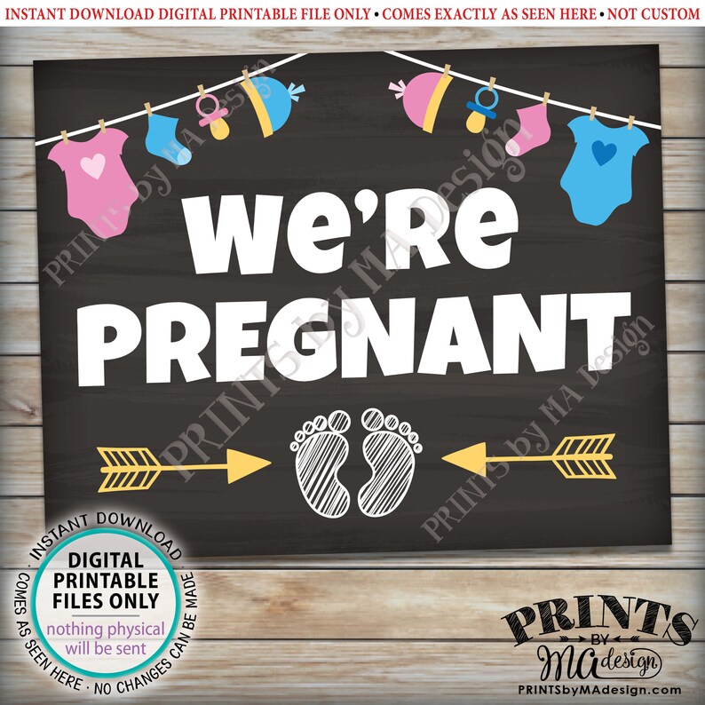 We're Pregnant Sign Pregnancy Announcement Photo Prop | Etsy