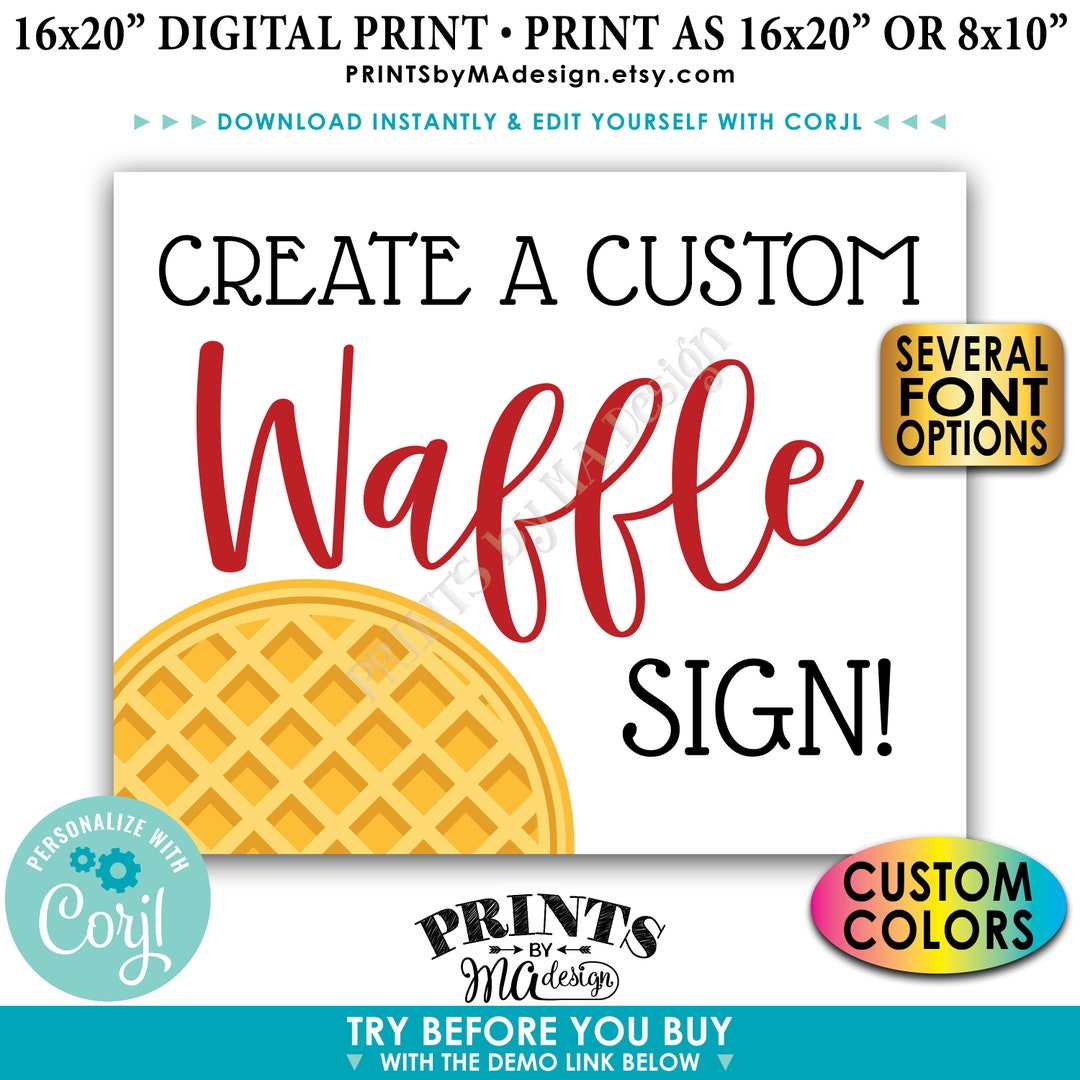 Custom Waffle Sign, Add Any Text, Waffle Bar, Waffle Station, Custom ...
