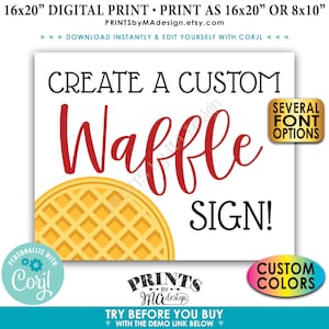 Custom Waffle Sign, Add Any Text, Waffle Bar, Waffle Station, Custom ...