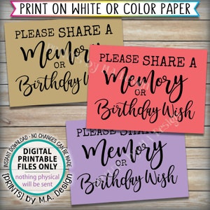 Share a Memory or Birthday Wish Sign, Write a Memory, Share Memories ...
