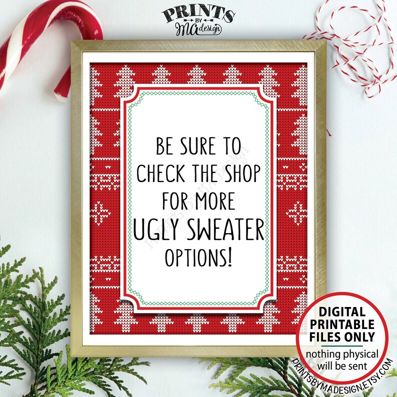 Ugly Christmas Sweater Photobooth Sign Grab a Prop and get | Etsy