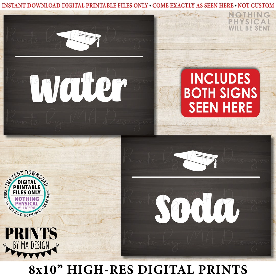Beverage Station Signs, Water Sign, Soda Sign, Graduation Party Drink ...