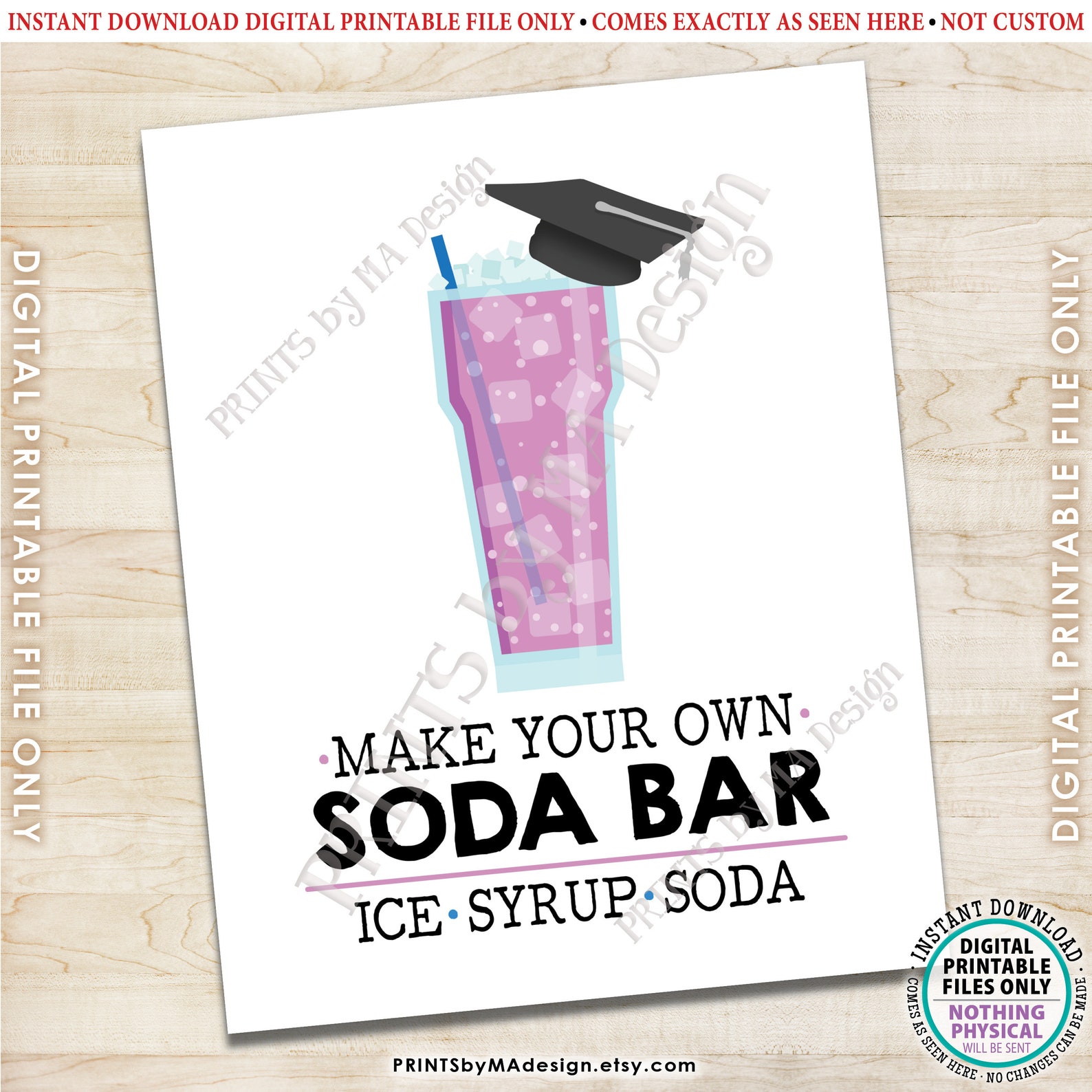 Graduation Soda Bar Sign, Make Your Own Soda, Ice Syrup Soda, Beverage ...