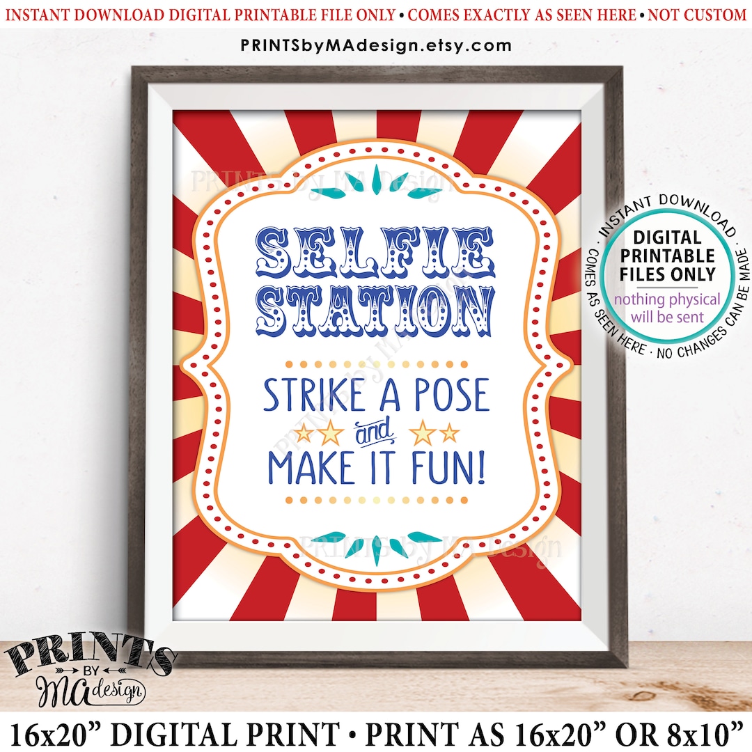 Carnival Theme Selfie Station Sign Sign, Strike a Pose & Make It Fun ...