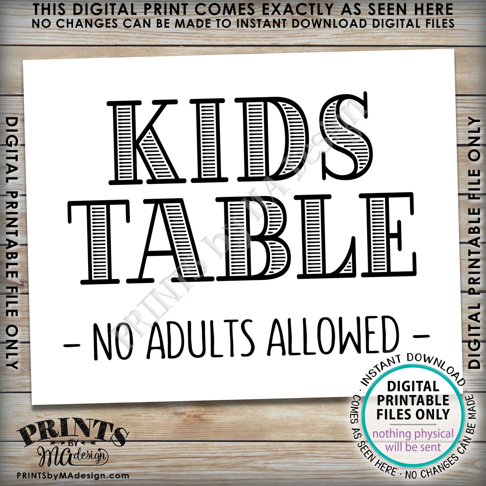 Kids Table Sign Wedding Reception Activities for Kids Sign No - Etsy