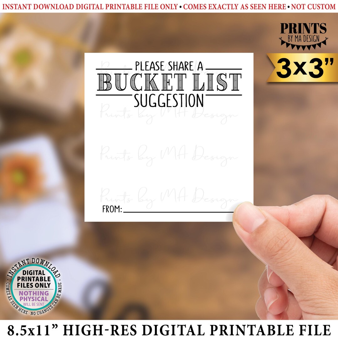 Bucket List Suggestion Cards, Share a to Do List Suggestion, Graduation ...