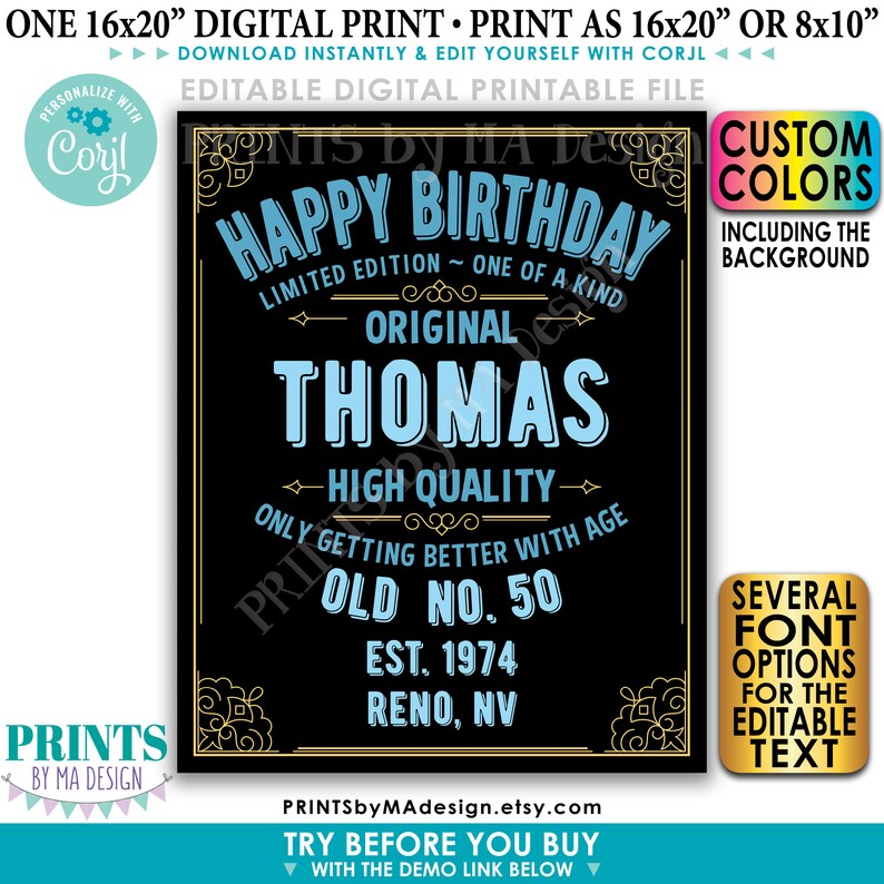 Editable Birthday Sign Only Getting Better With Age - Etsy
