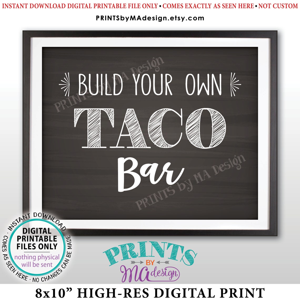 Taco Sign, Build Your Own Tacos, Mexican Fiesta Taco Bar Sign ...