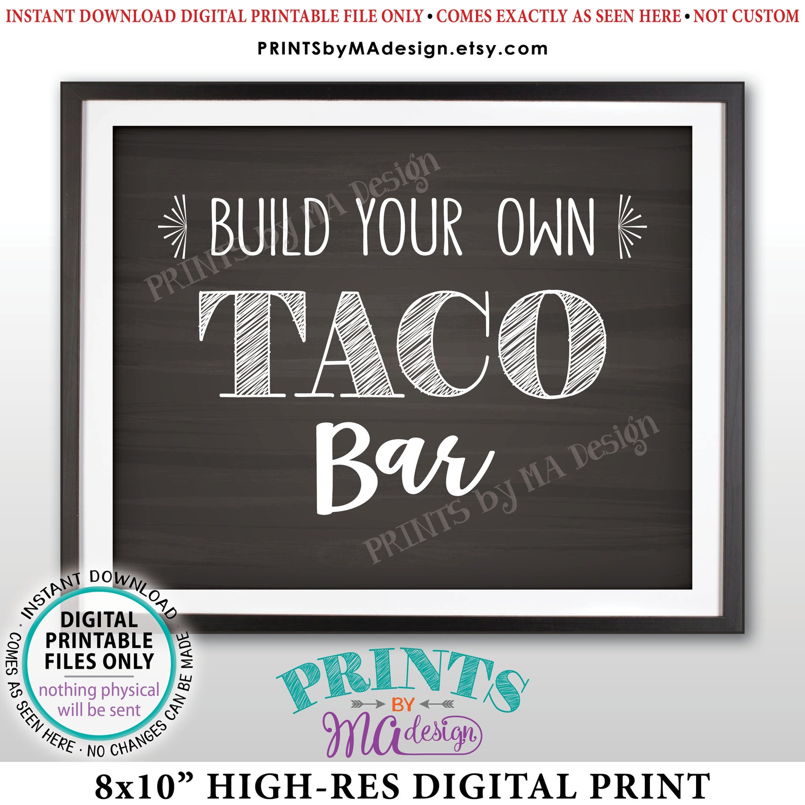 Taco Sign, Build Your Own Tacos, Mexican Fiesta Taco Bar Sign ...