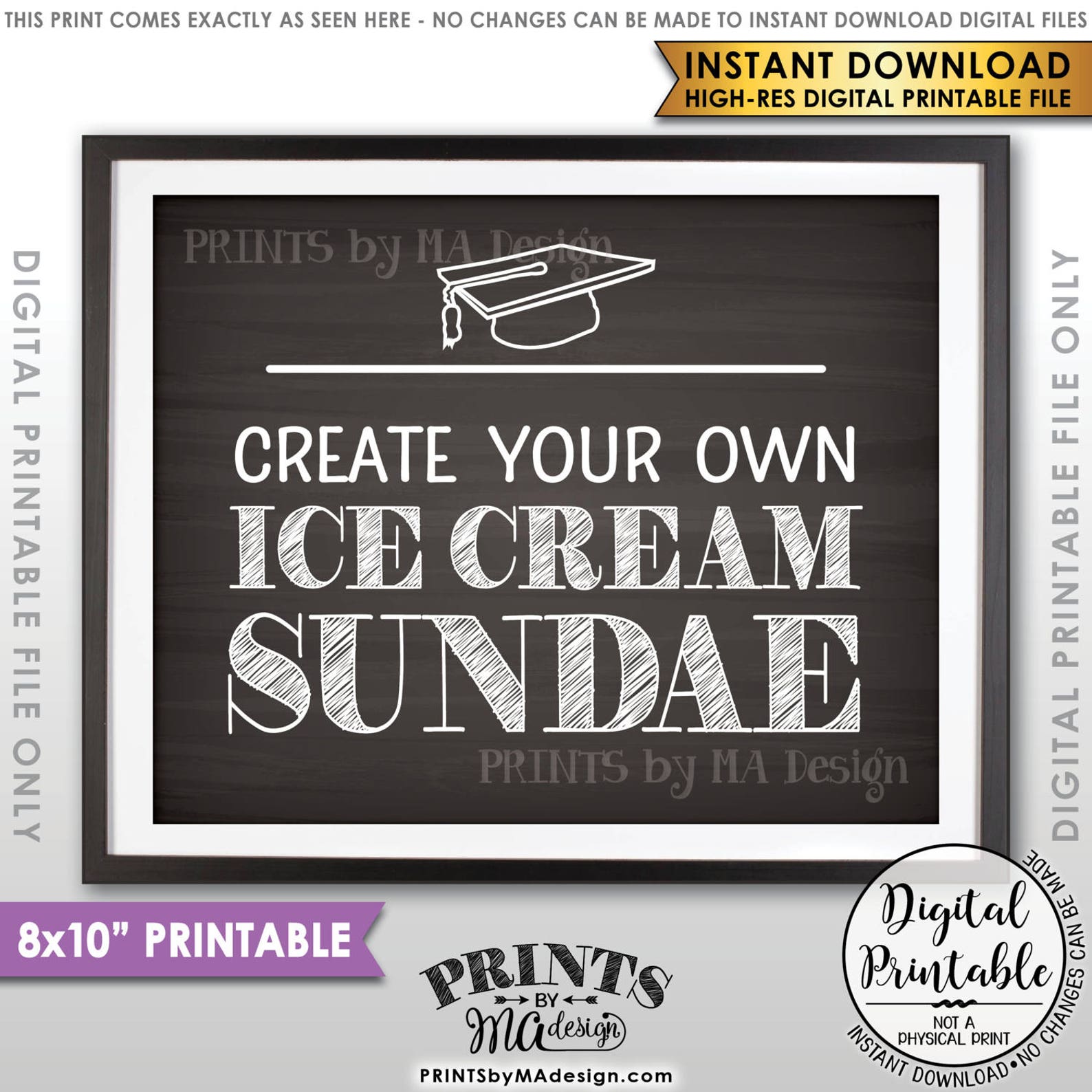 Sundae Sign Create Your Own Ice Cream Sundae Bar Graduation | Etsy
