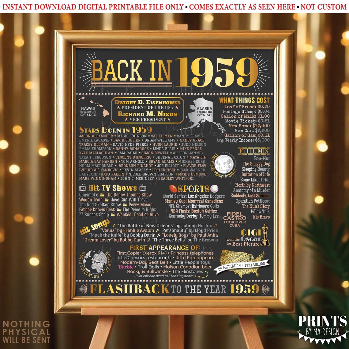 Back in 1959 Poster Board, Remember 1959 Flashback Birthday Anniversary ...