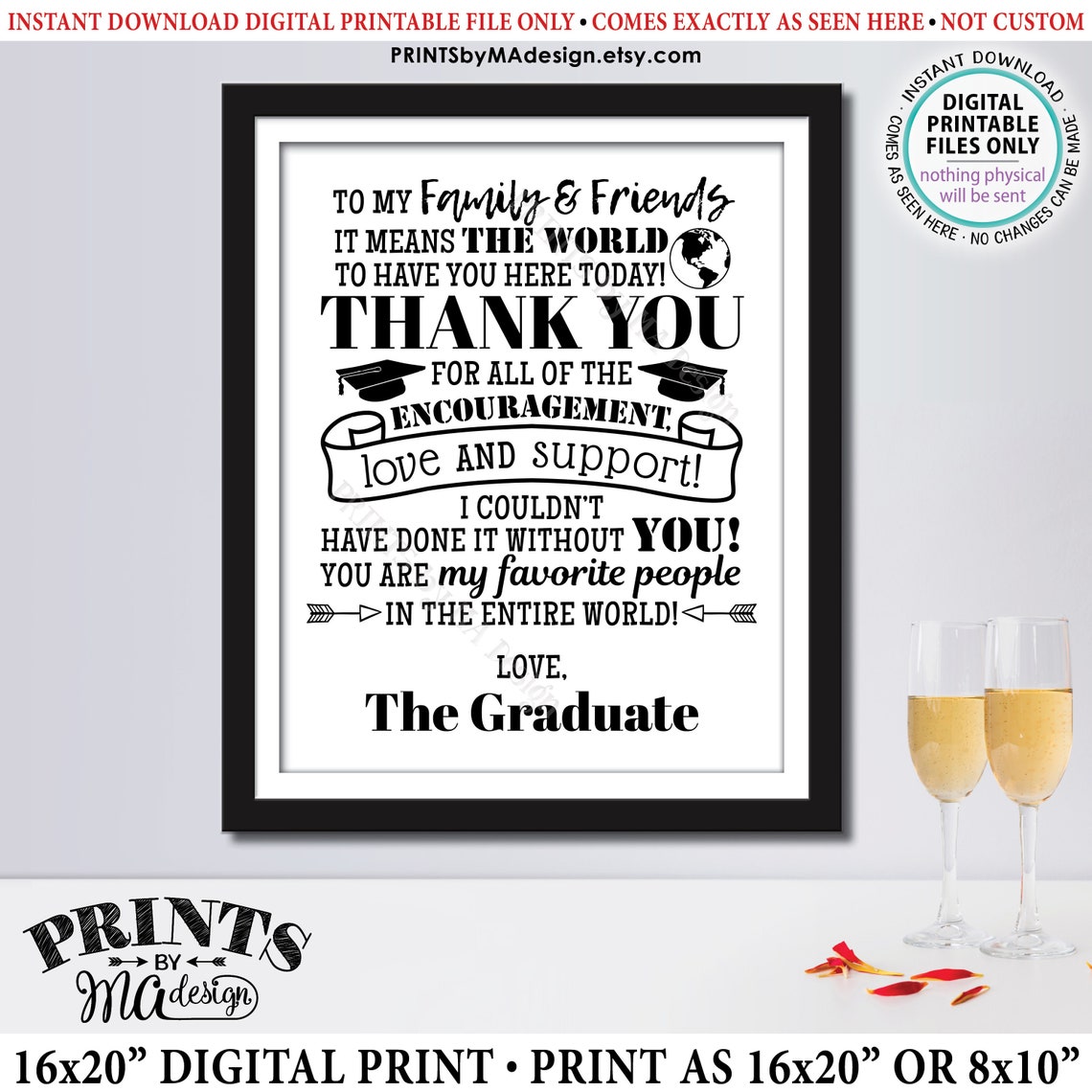 Graduation Party Thank You Sign Thanks from the Graduate Grad | Etsy
