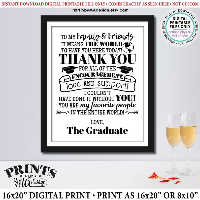 Graduation Party Thank You Sign, Thanks From the Graduate Grad Party ...