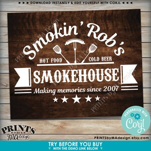 Editable BBQ Sign, Backyard Barbecue, Barbie Grill Smokehouse ...