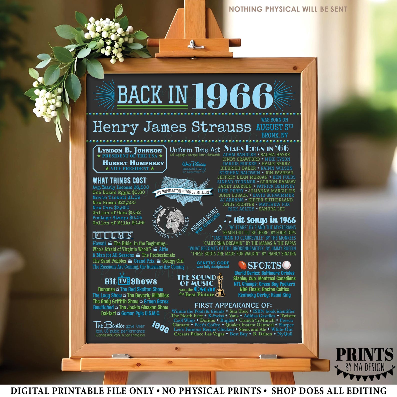 Back in the Year 1966 Birthday Sign, Flashback to 1966 Poster Board ...