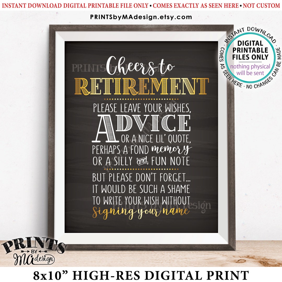 Cheers to Retirement Party Sign, Leave Your Wish Advice Memory for the ...