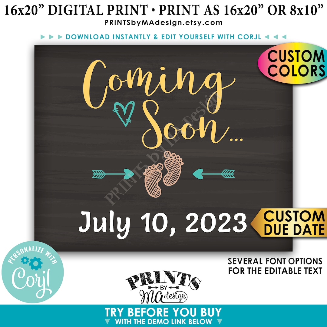 Coming Soon Pregnancy Announcement Sign, Subtle Baby Reveal, PRINTABLE ...