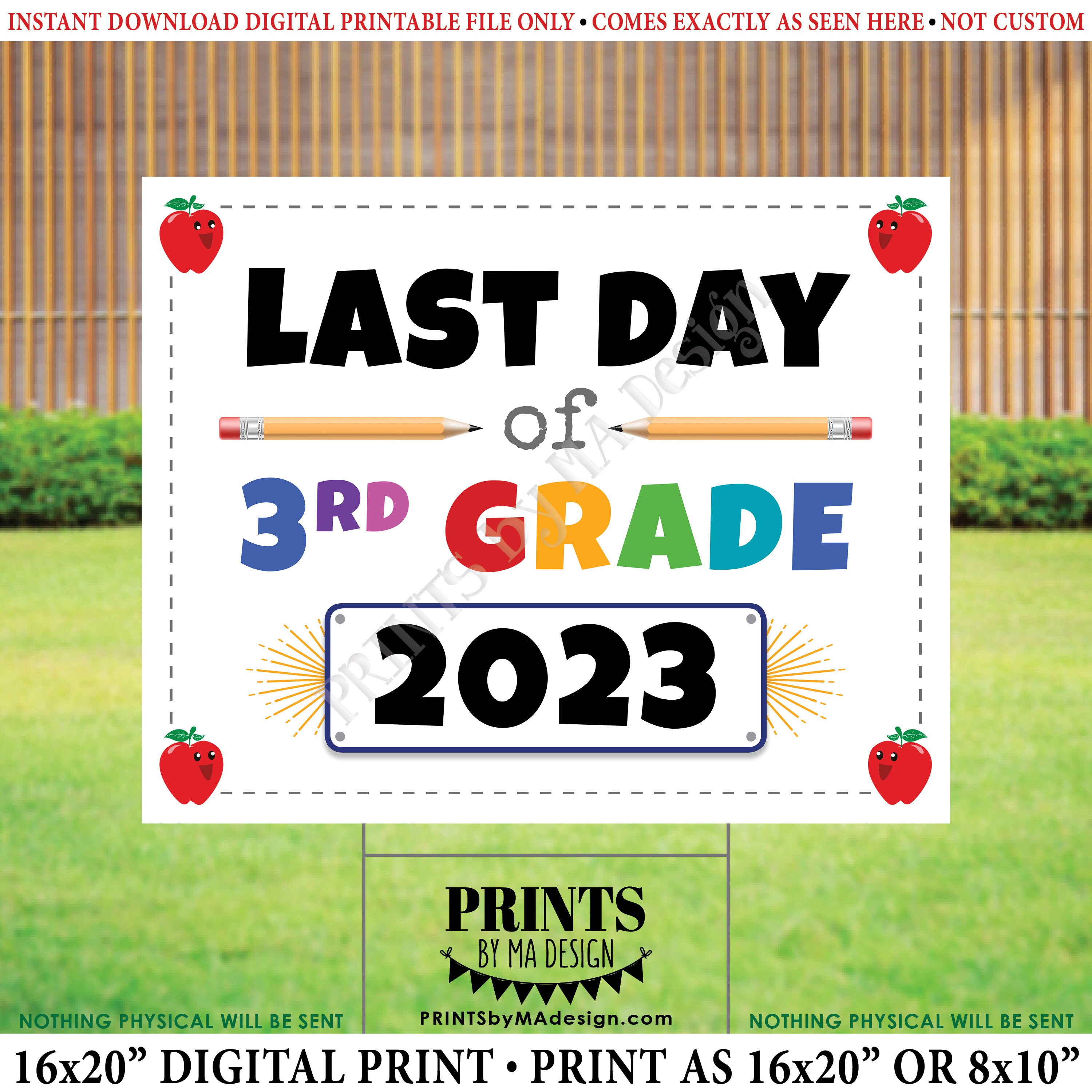Last Day of School Sign Last Day of 3rd Grade 2023 PRINTABLE - Etsy