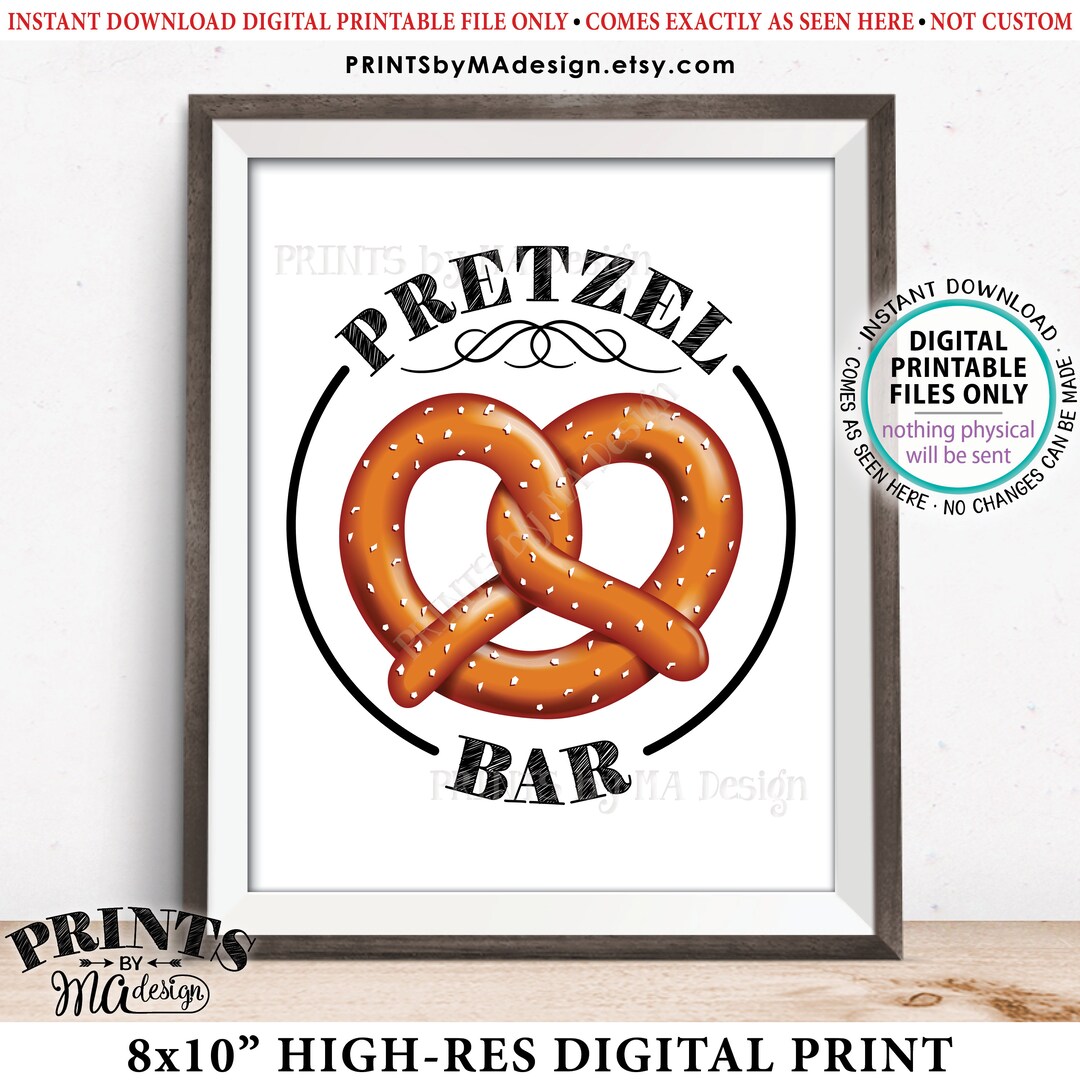 Pretzel Bar Sign, Pretzel Station, Food Bar, Wedding Shower Graduation ...