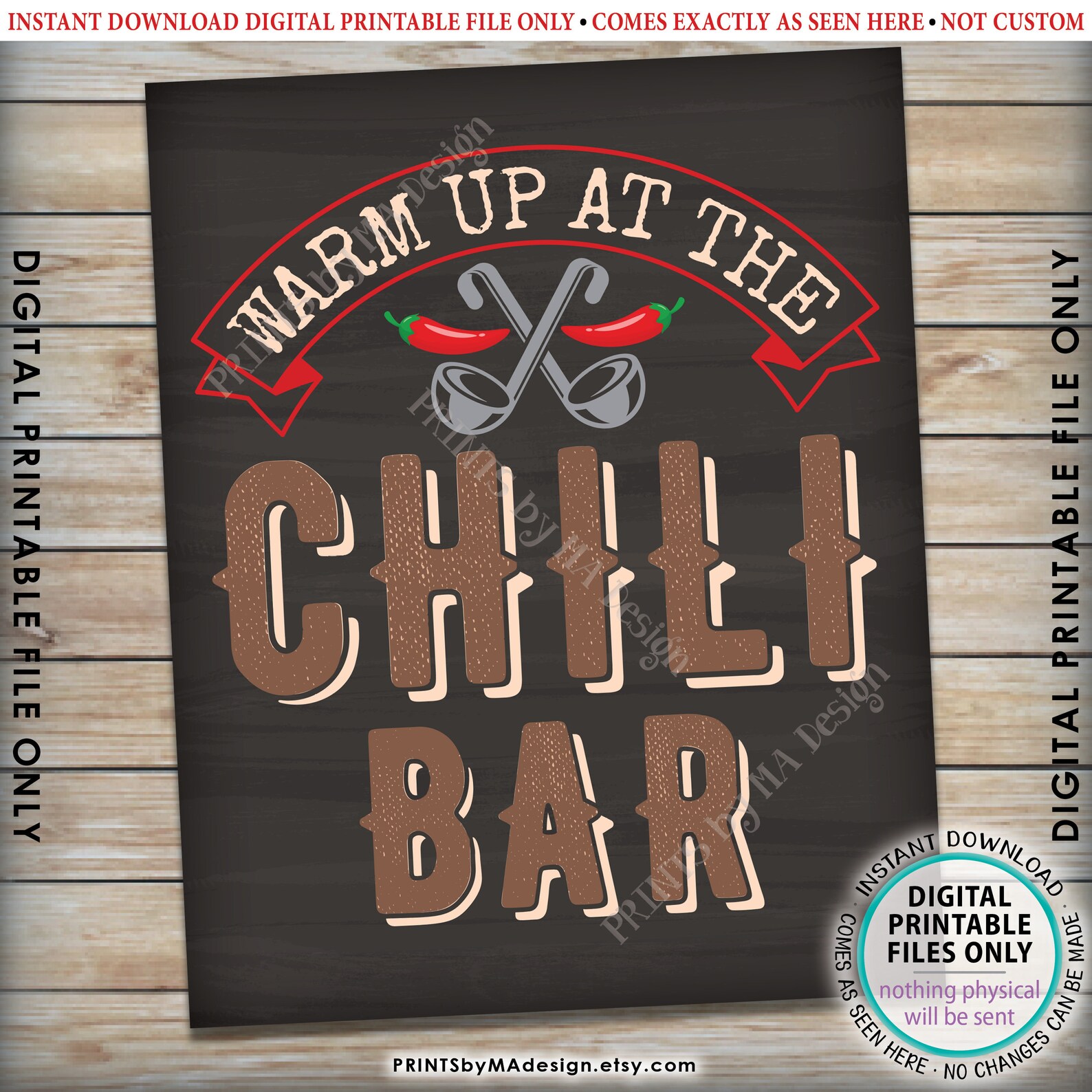 Chili Bar Sign Warm up at the Chili Station PRINTABLE - Etsy