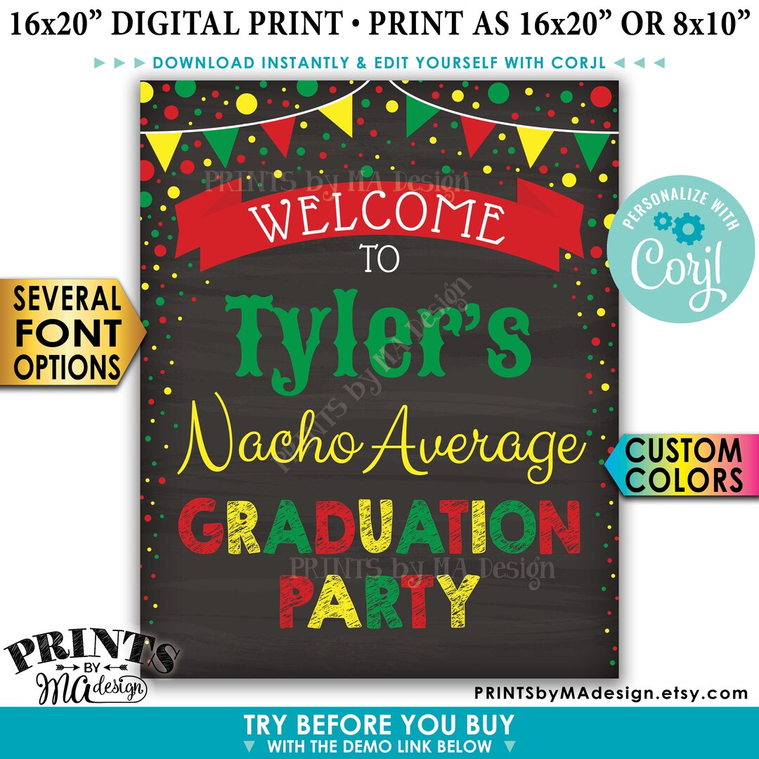 Nacho Average Graduation Party Sign, Graduation Party Decorations ...
