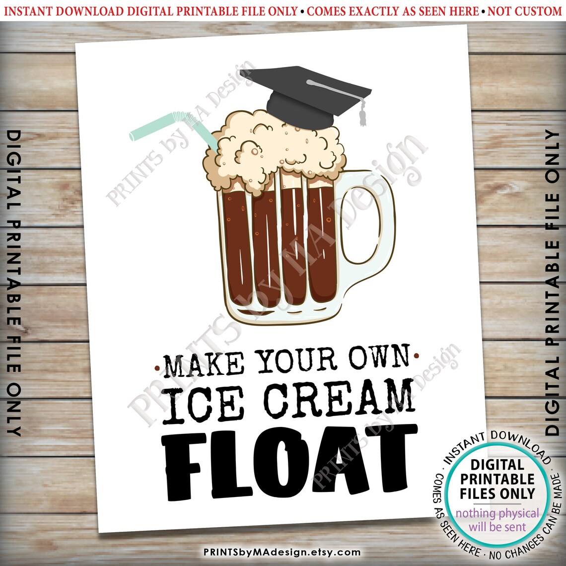 Graduation Party Ice Cream Float Sign Build a Float Make | Etsy