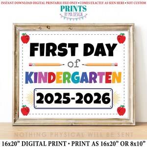 First Day of School Sign, Starting Kindergarten, Kindergartener, 2025 ...