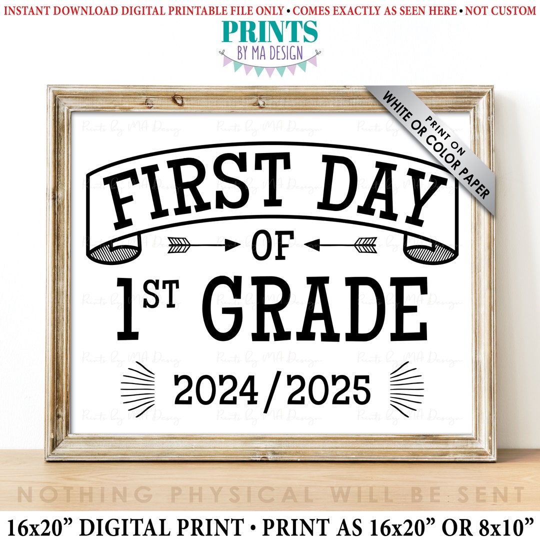 Buy First Day of School Sign, First Grader, Starting 1st Grade, 2024 ...