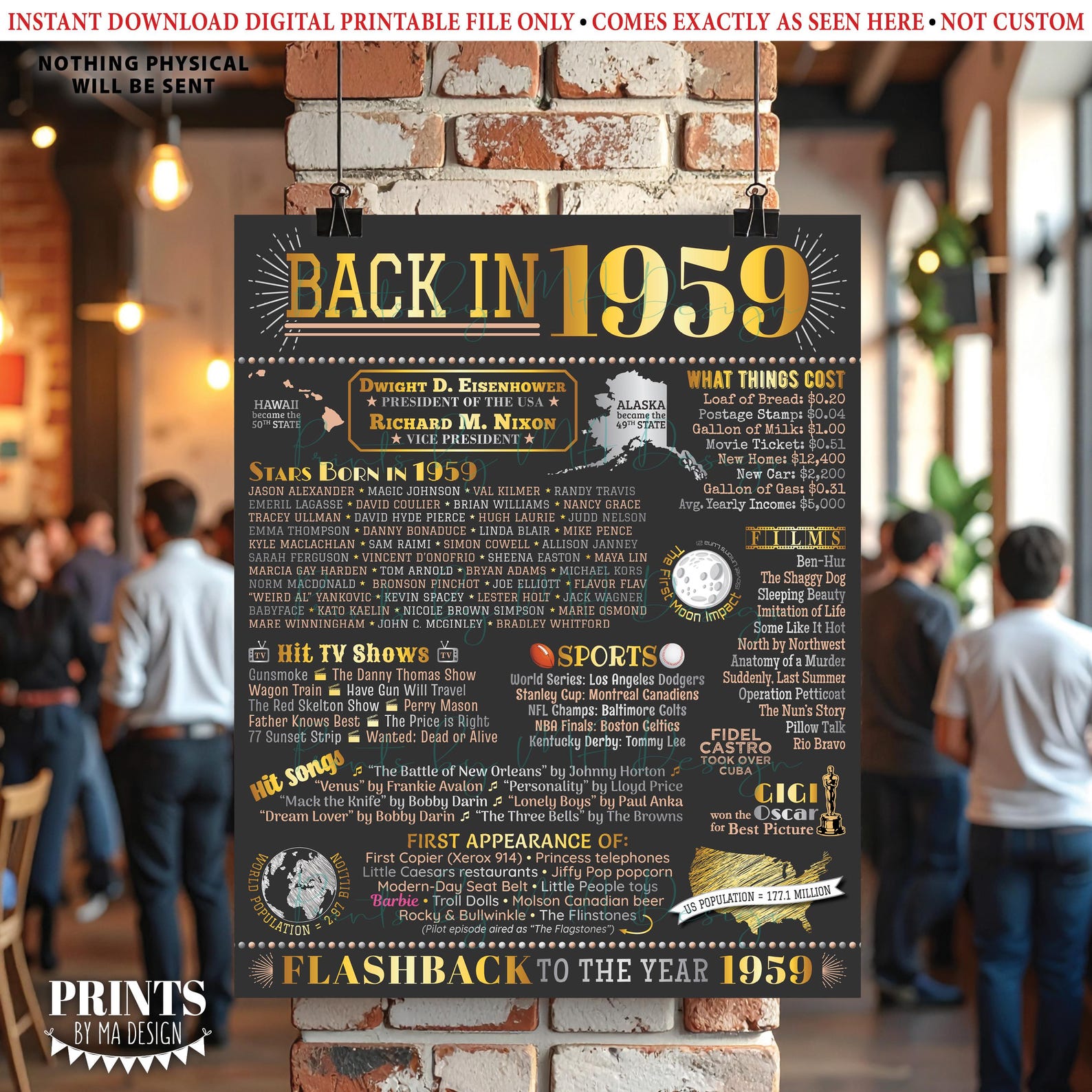 Back in 1959 Poster Board, Remember 1959 Flashback Birthday Anniversary ...