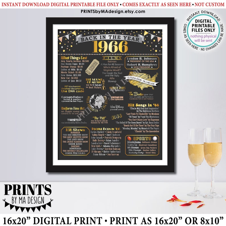 Back in the Year 1966 Poster Board Remember 1966 Sign - Etsy