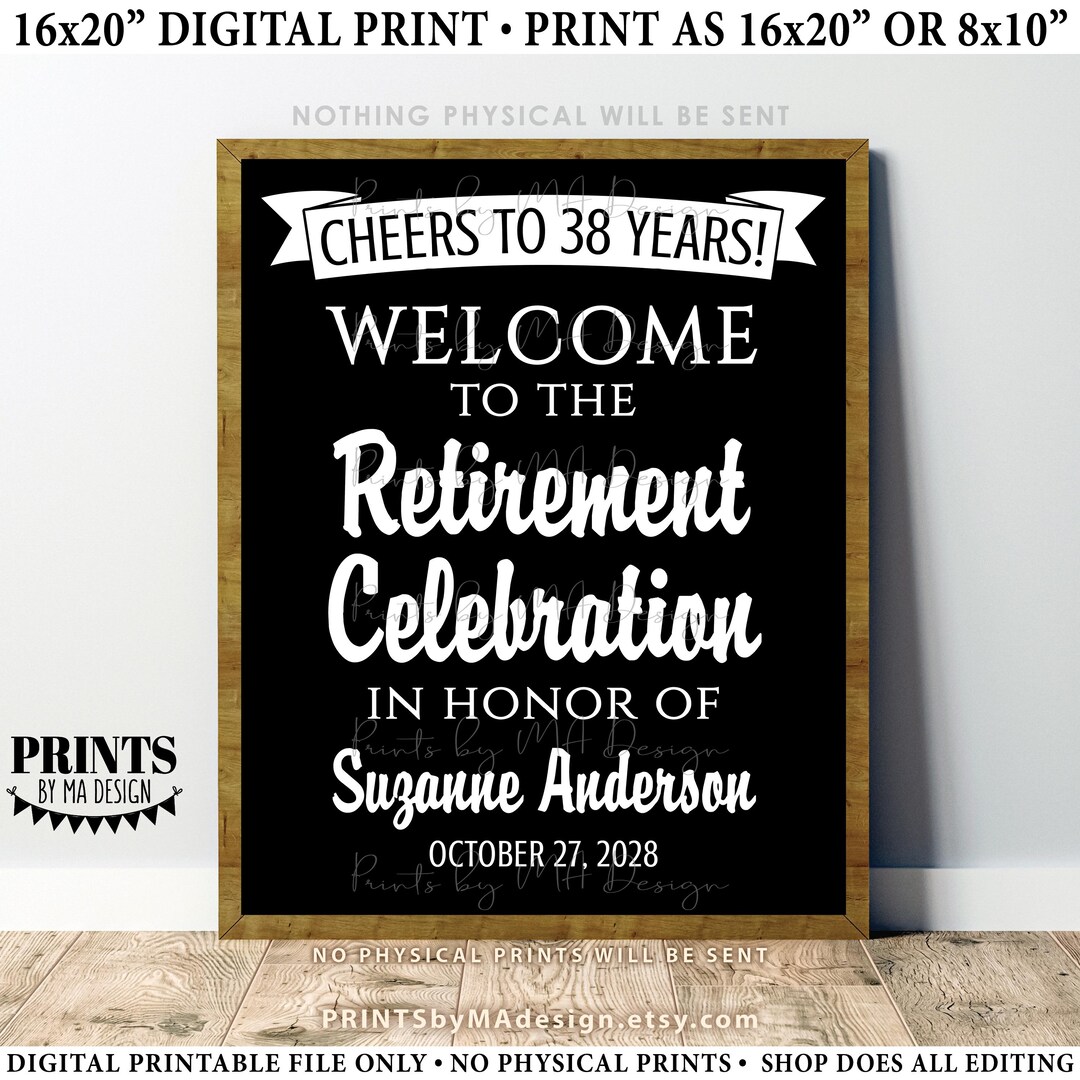 Retirement Party Sign, Welcome to the Retirement Celebration, Cheers to ...