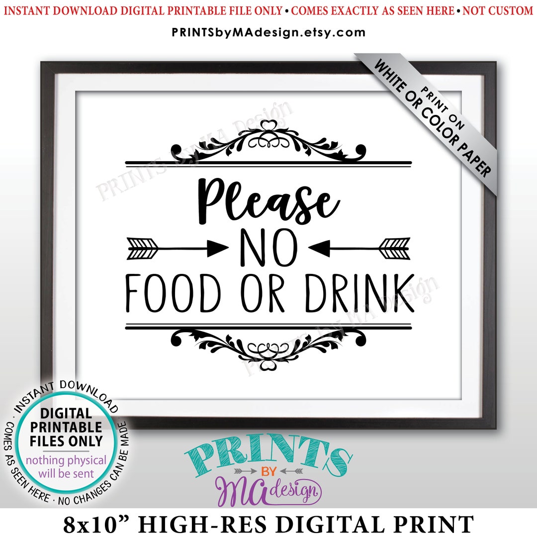 Please No Food or Drink Sign, No Food Sign, Keep Food Out, Rules for ...
