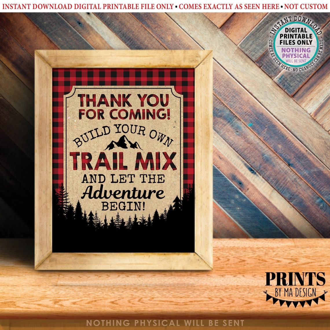Lumberjack Trail Mix Sign, Thank You for Coming Build Your Own ...