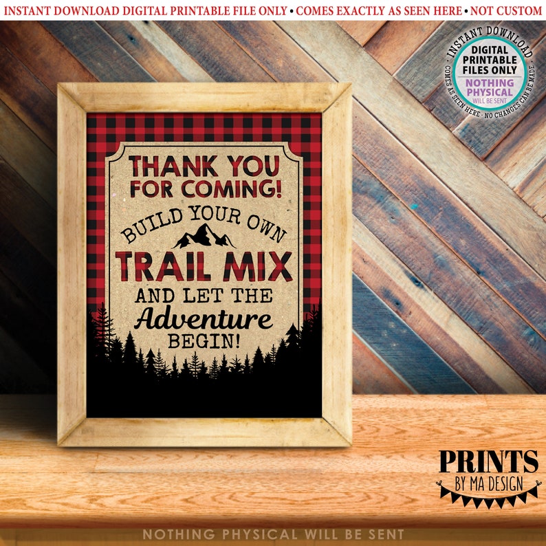 Lumberjack Trail Mix Sign, Thank You for Coming Build Your Own ...