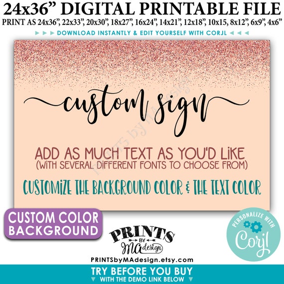 Custom Rose Gold Sign Rose Gold Glitter With Custom | Etsy