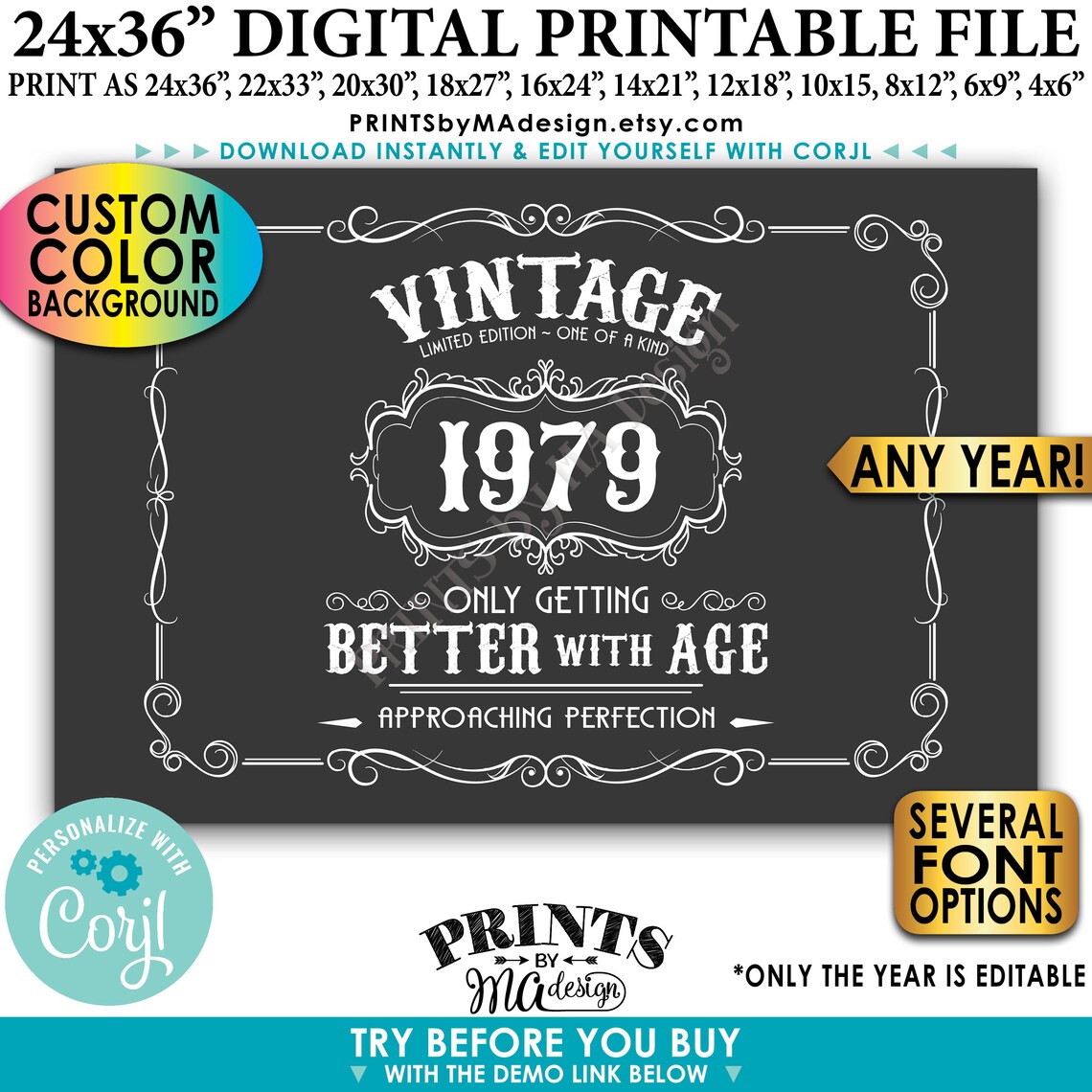 Vintage Birthday Sign Better With Age Liquor Themed Party - Etsy