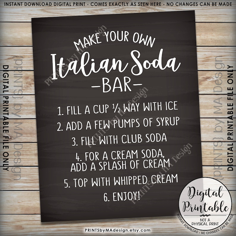 Italian Soda Bar Sign, Make Your Own Italian Soda Bar, Graduation ...