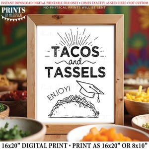 Graduation Taco Sign, Tacos & Tassels, Taco Bar Display, Grad Food ...
