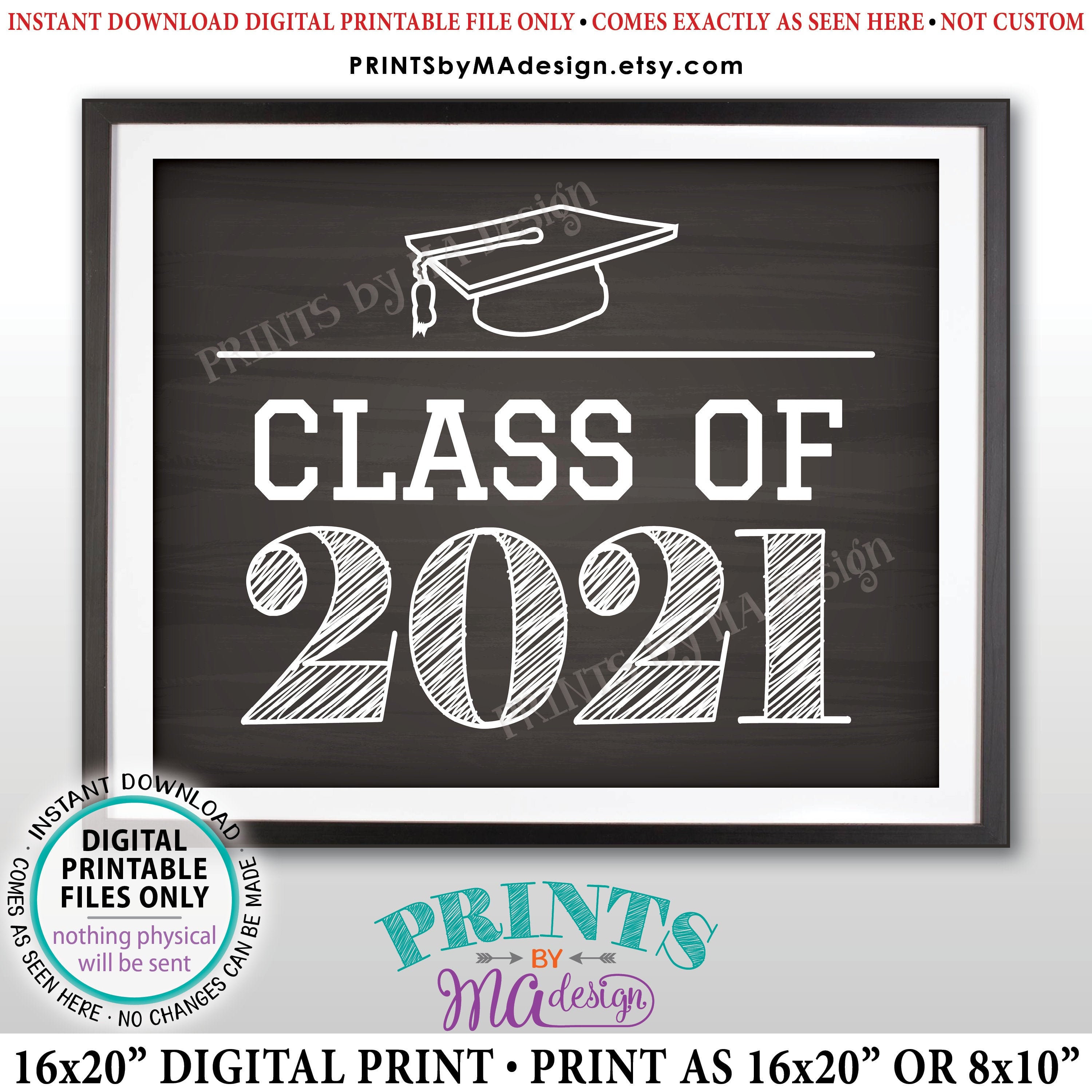 Class of 2021 Sign, High School Graduation in 2021, PRINTABLE 8x10 ...
