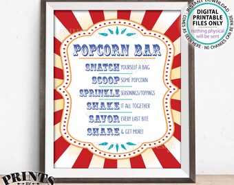 Carnival Popcorn Sign Printable - Etsy