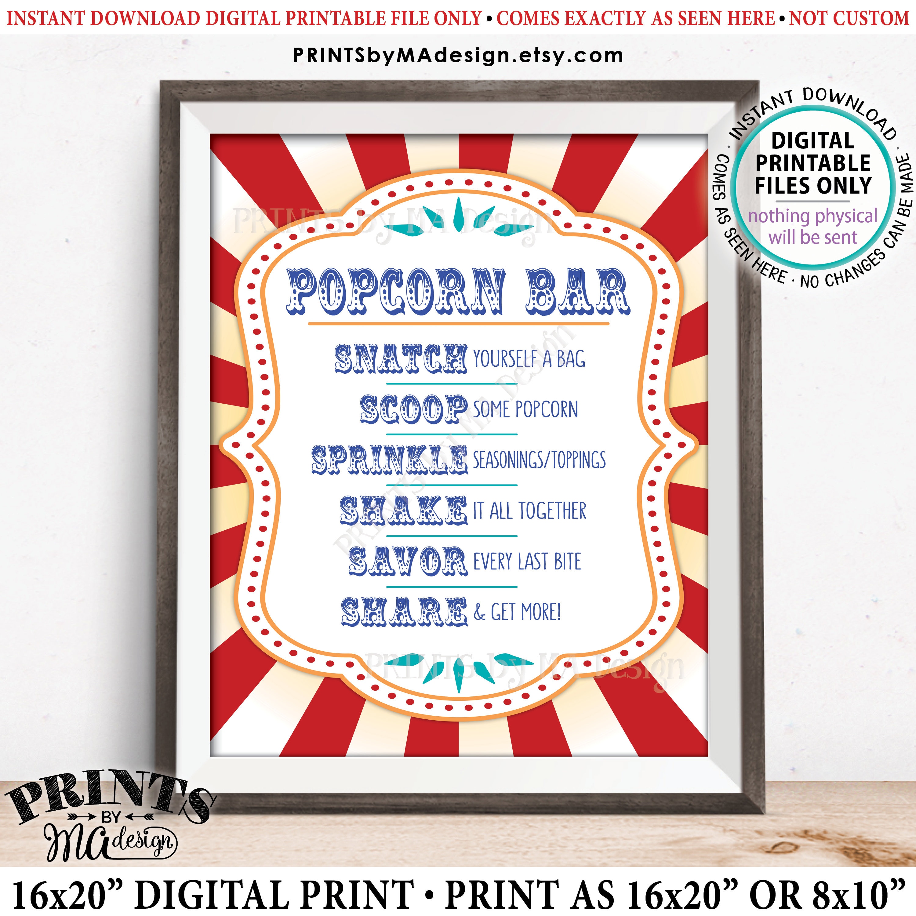 Popcorn Bar Sign, Popcorn Toppings, Directions, Graduation, Circus ...