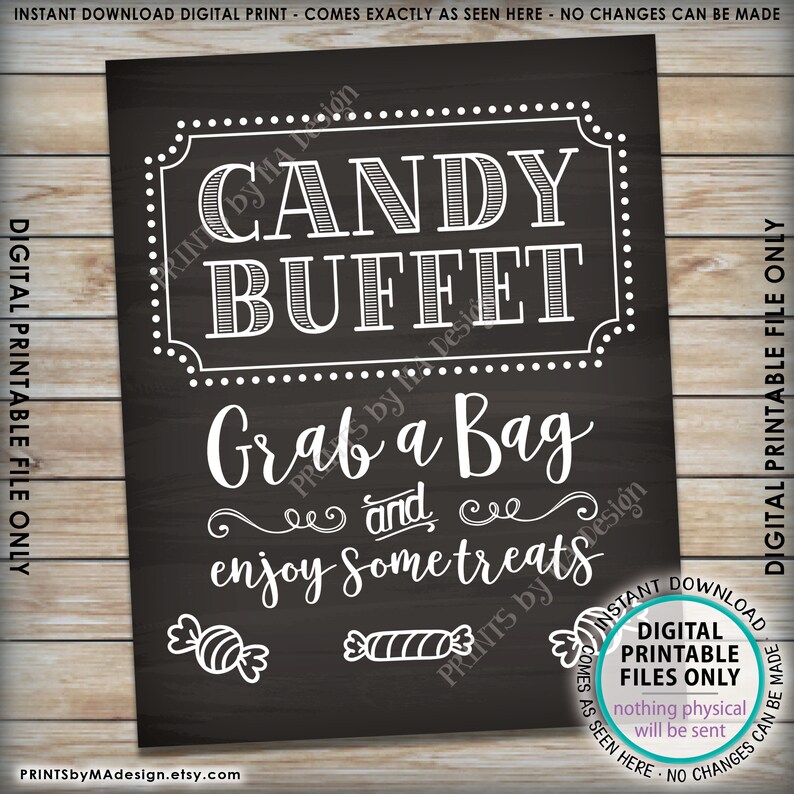 Candy Buffet Sign Grab a Bag & Enjoy Some Treats Sign Candy | Etsy