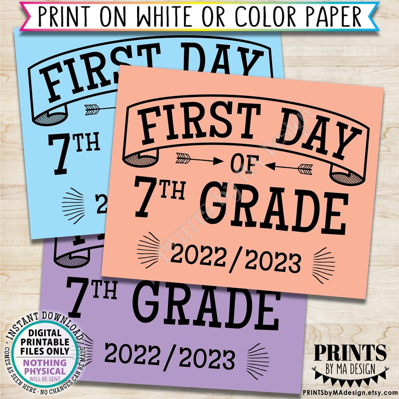 First Day of School Sign Seventh Grader Starting 7th Grade - Etsy