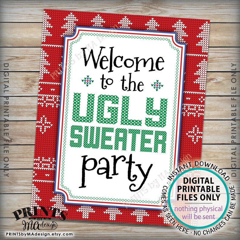 Ugly Christmas Sweater Party Bundle Eat Drink & Be Welcome | Etsy
