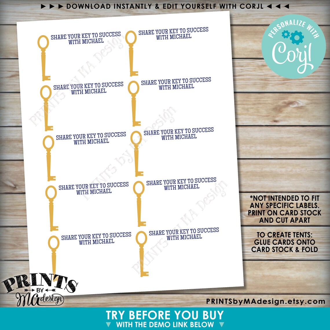 Editable Key to Success Cards, Have Guests Share Their Key to Success ...