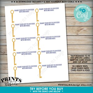 Editable Key to Success Cards, Have Guests Share Their Key to Success ...