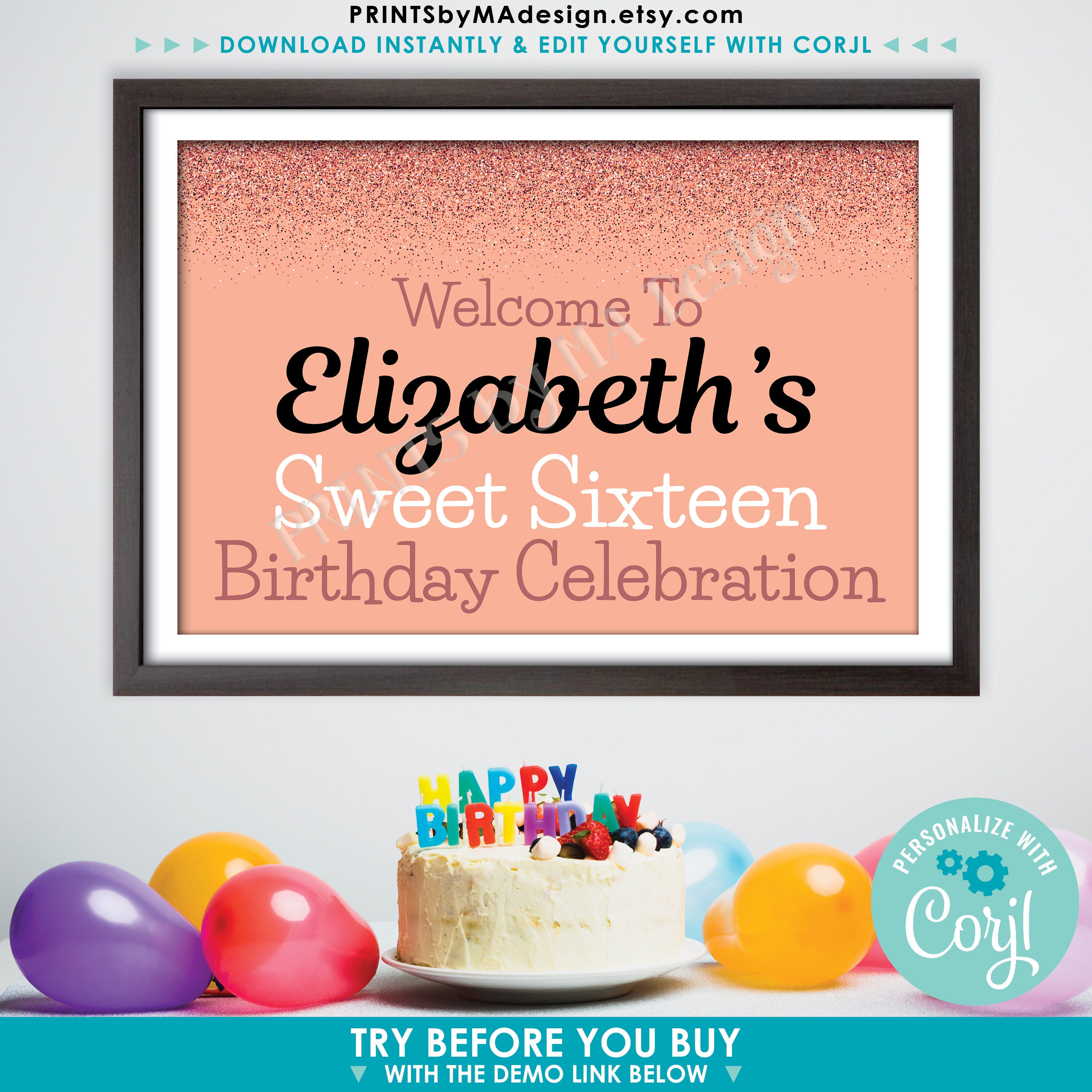 Custom Rose Gold Sign, Rose Gold Glitter with Custom Background Color ...