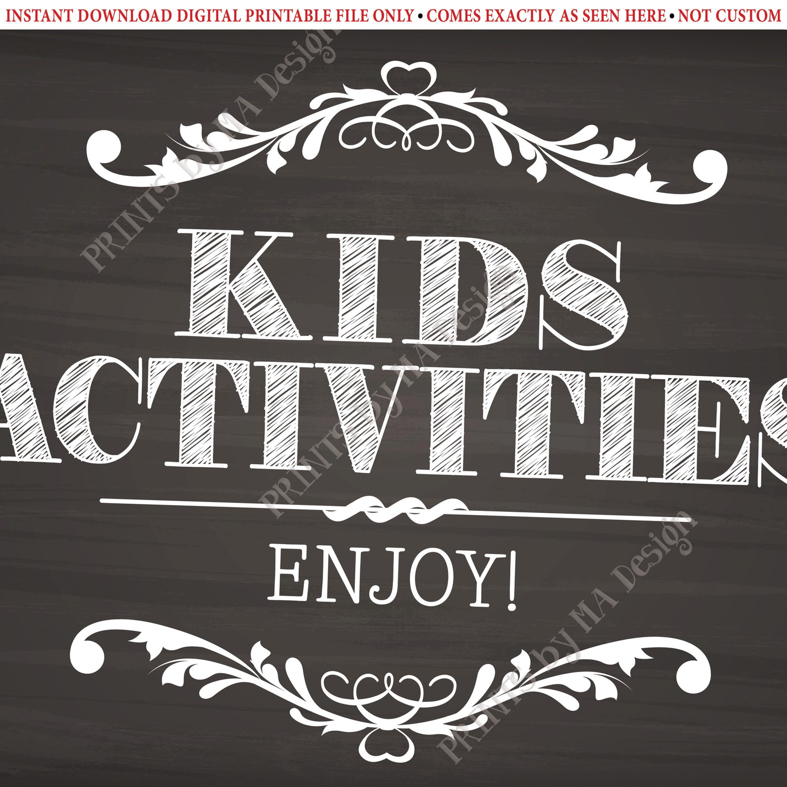 Kids Activities Sign Enjoy the Kids Activities Kids Table - Etsy