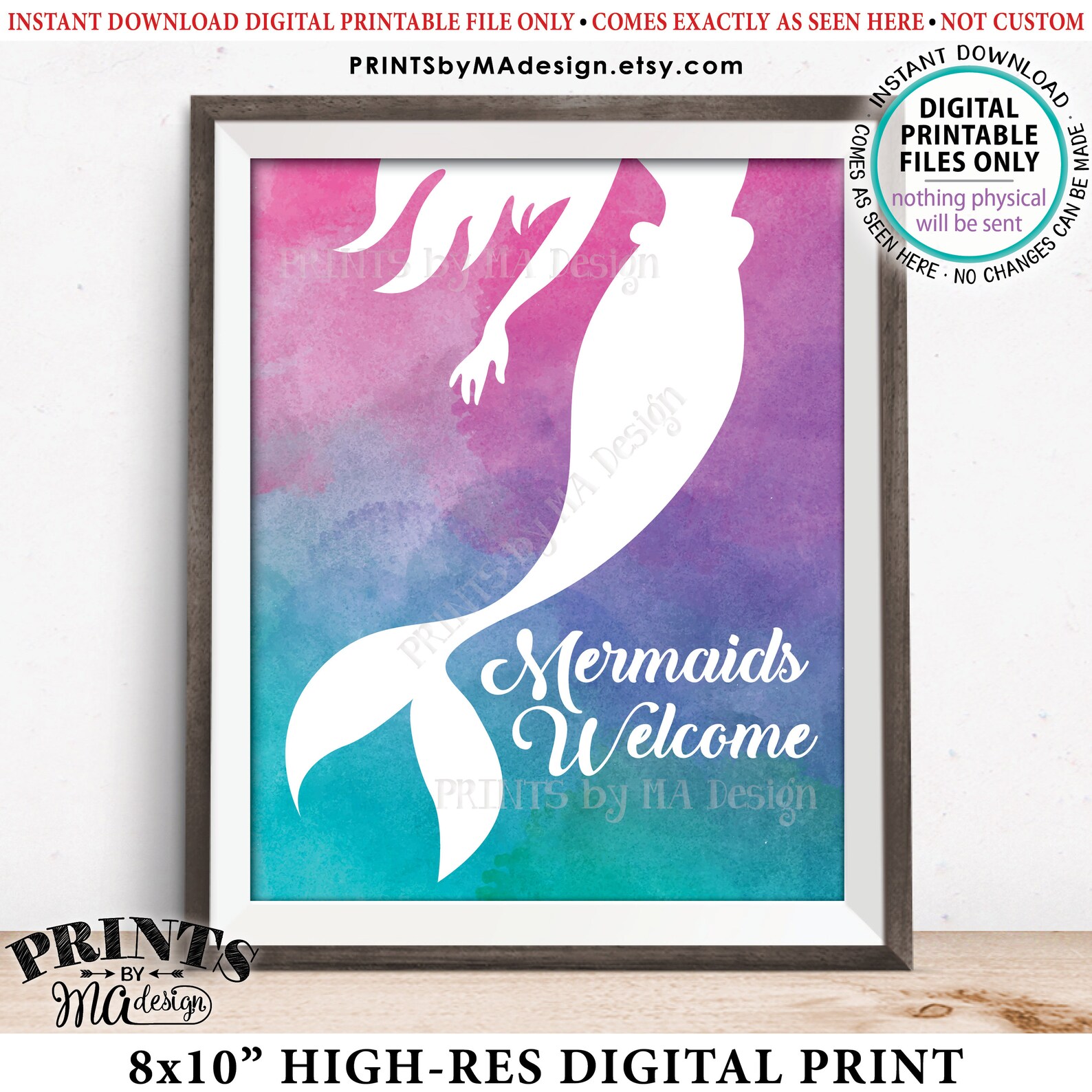 Mermaid Party Sign, Mermaids Welcome Mermaids Sign, Birthday Party Sign ...